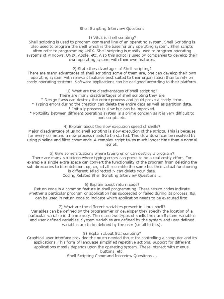 Shell Scripting Interview Questions | PDF | Command Line Interface ... Shell Scripting Interview Questions | PDF | Command Line Interface ...