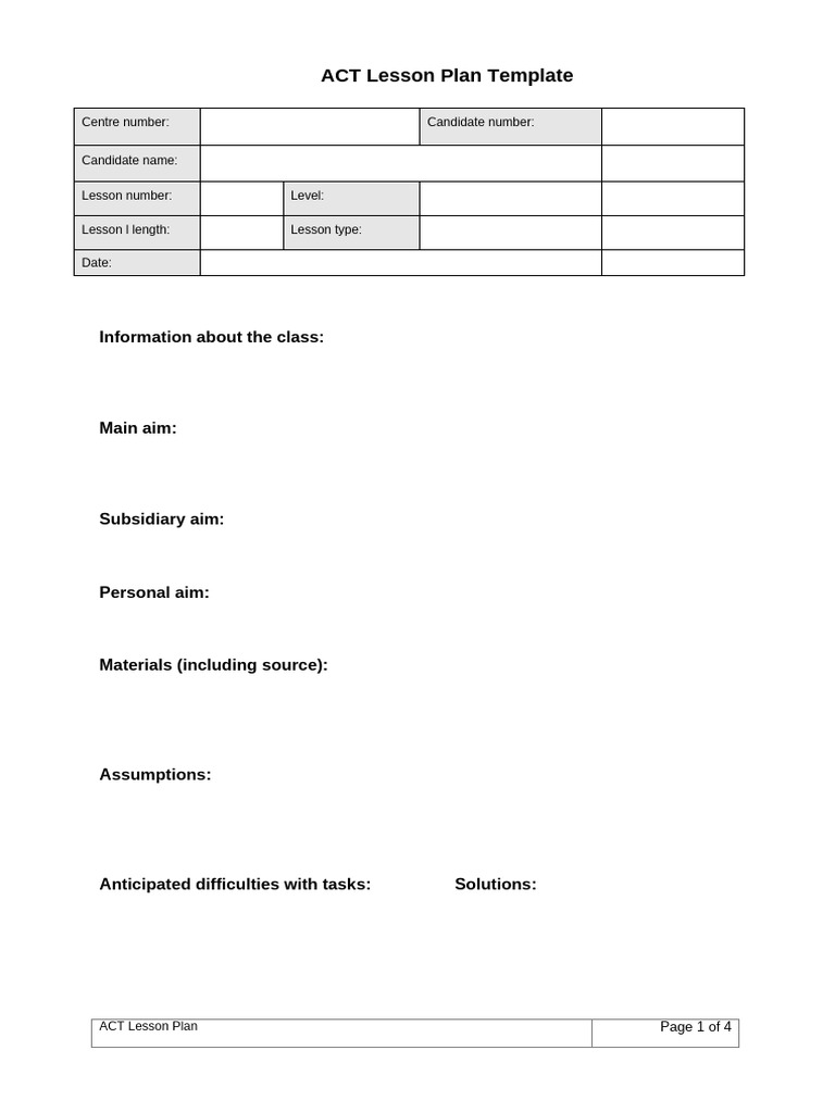 General Lesson Plan TEMPLATE | PDF