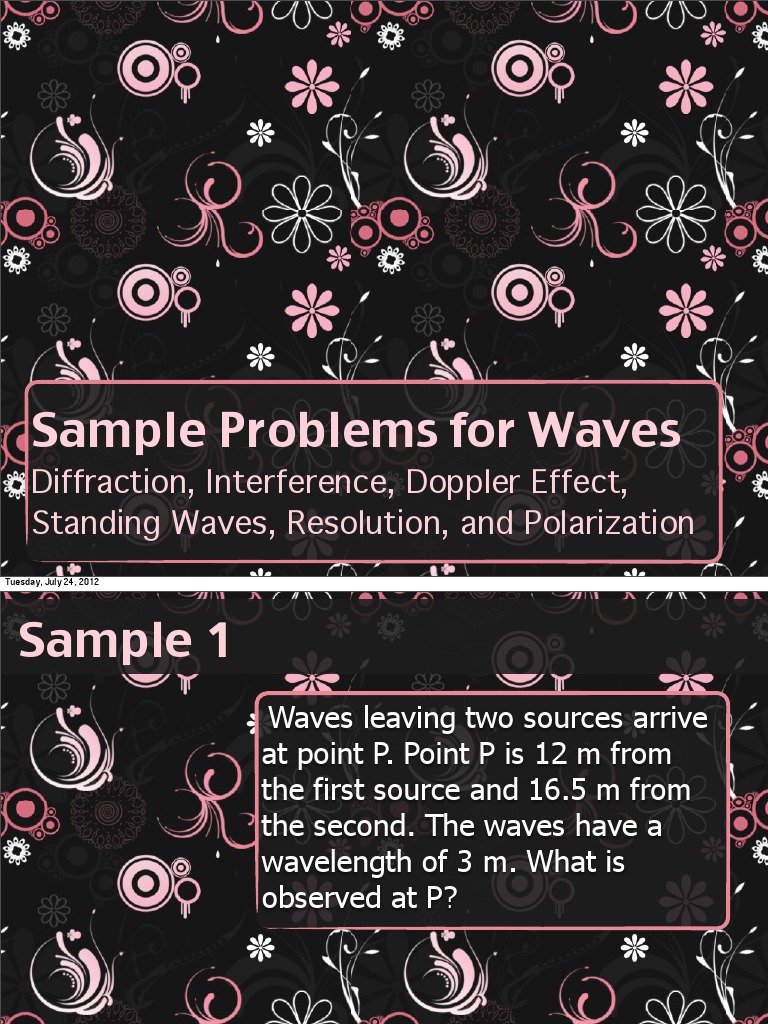 Sample Problems On Waves Pdf Wavelength Diffraction
