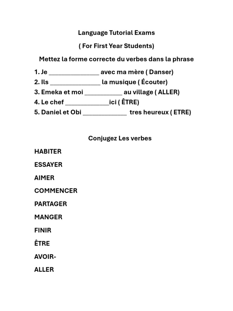 French Tutorial Test | PDF
