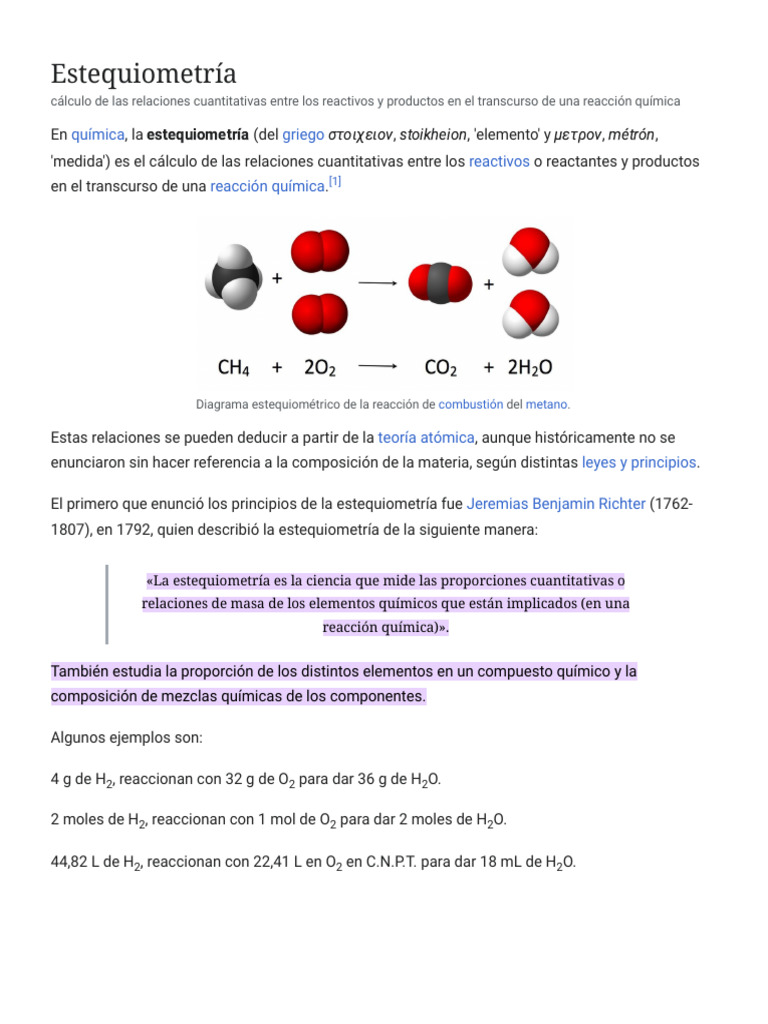 Estequiometría - Wikipedia, la enciclopedia libre | PDF ...