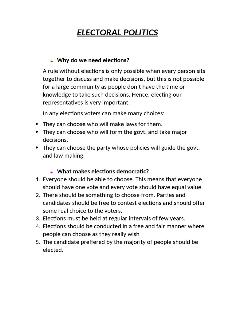 Electoral Politics | PDF | Elections | Political Parties