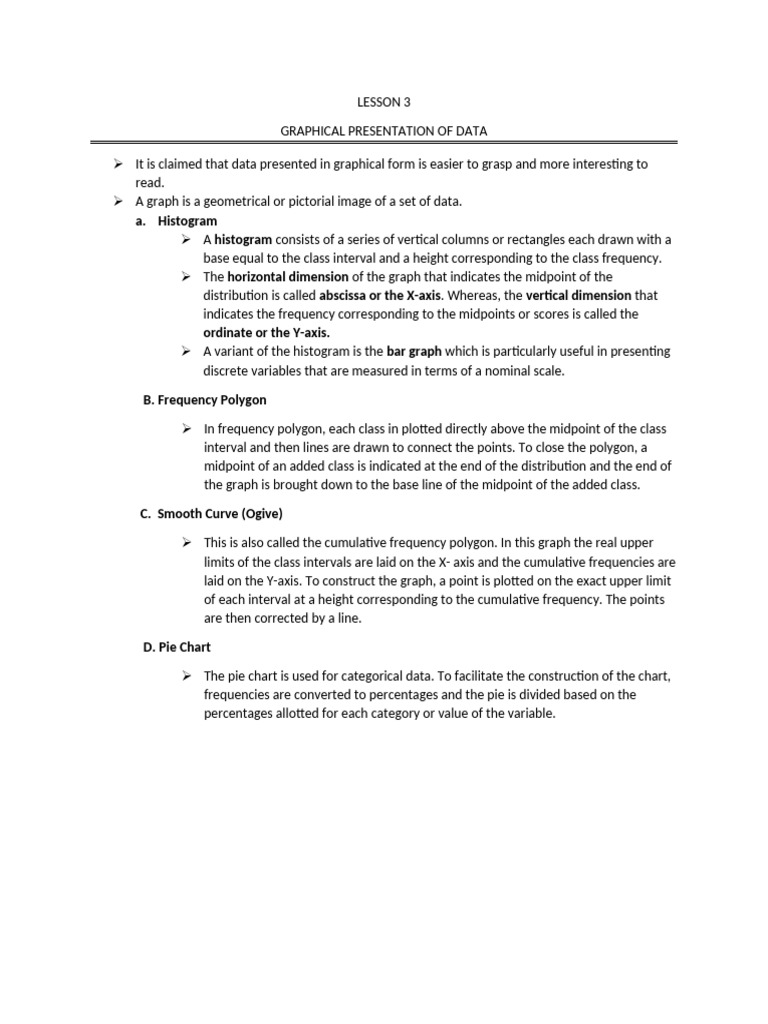 Lesson 3 - Graphical Presentation of Data | PDF