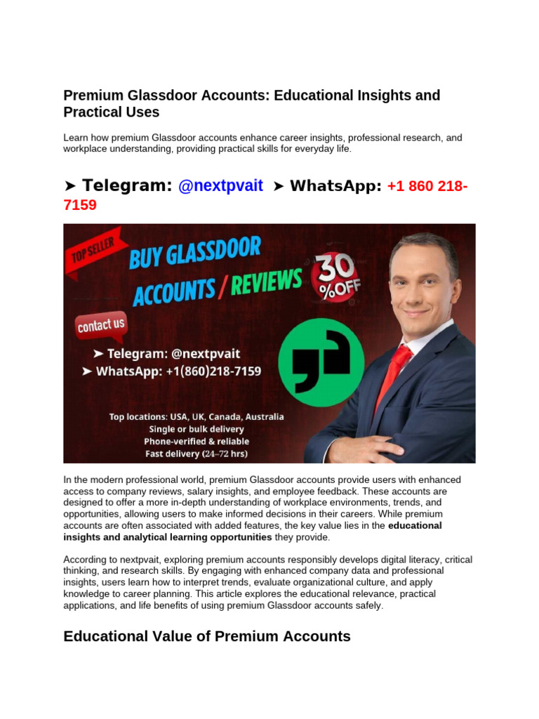 03 Premium Glassdoor Accounts for Sale - Original Profile Here | PDF ...