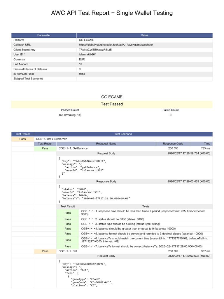 Awc API Test Report - CG Egame - 2026-02!17!17!30!20 | PDF | Computer ...