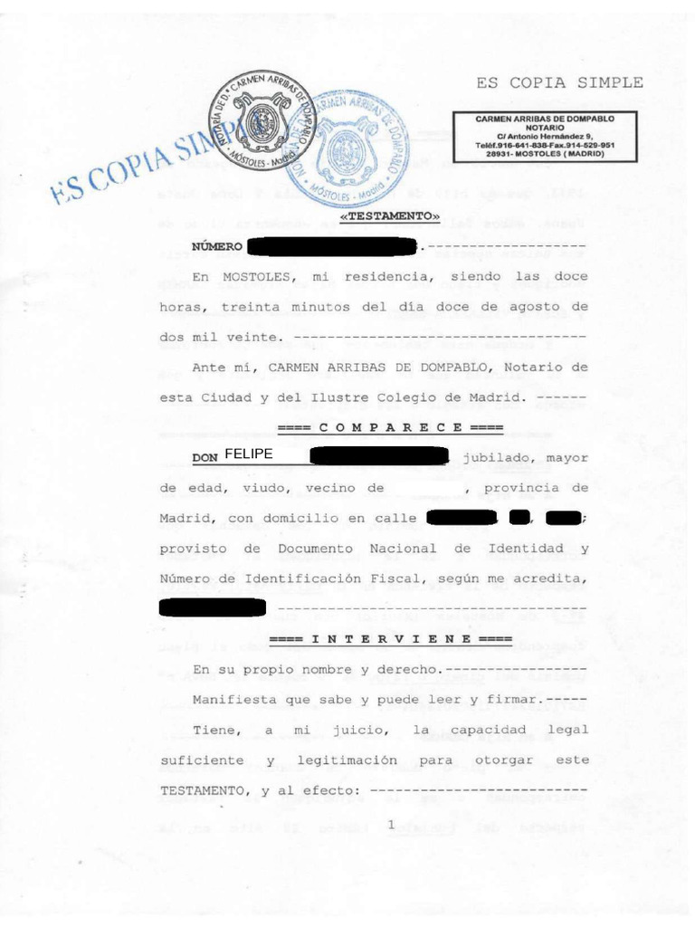 Ejemplo 3 Testamento Abierto - Viudo, Dos Hijas, Cautela Socini | PDF