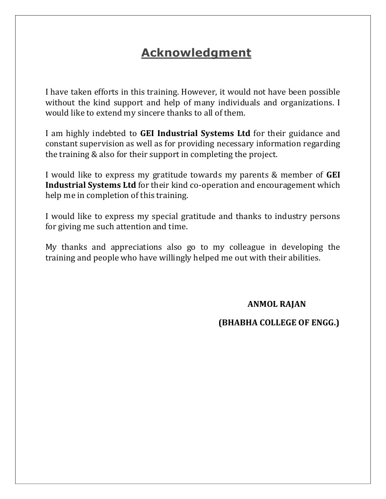 Acknowledgment of Training Support | PDF | Career & Growth
