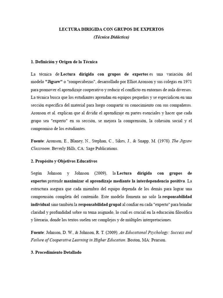 Lectura Dirigida Con Grupos de Expertos | PDF | Aprendizaje | Maestros