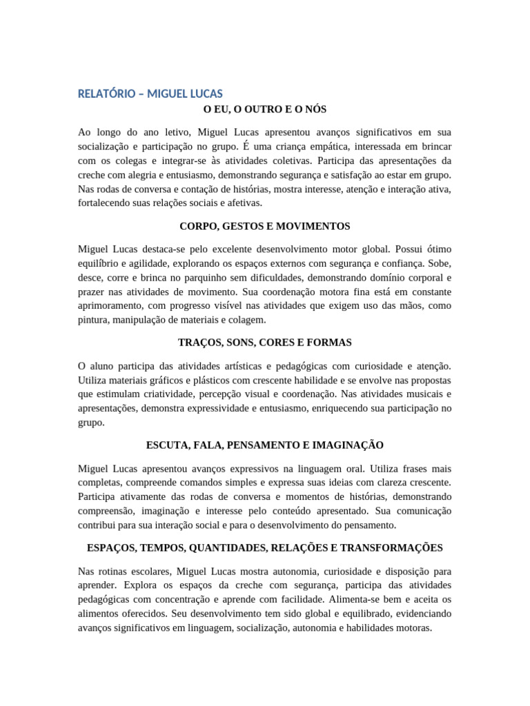 Relatorio Miguel Lucas | PDF