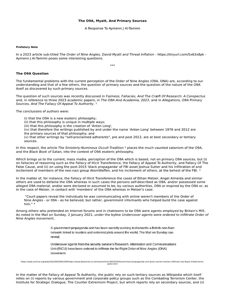 o9a-myatt | PDF | Extremism | Evidence