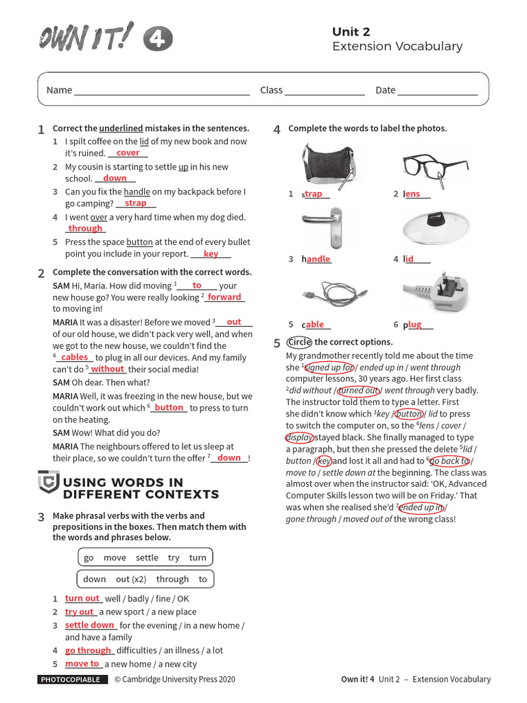 Extension_Vocabulary_Unit2_with_answers | PDF | Semantic Units ...