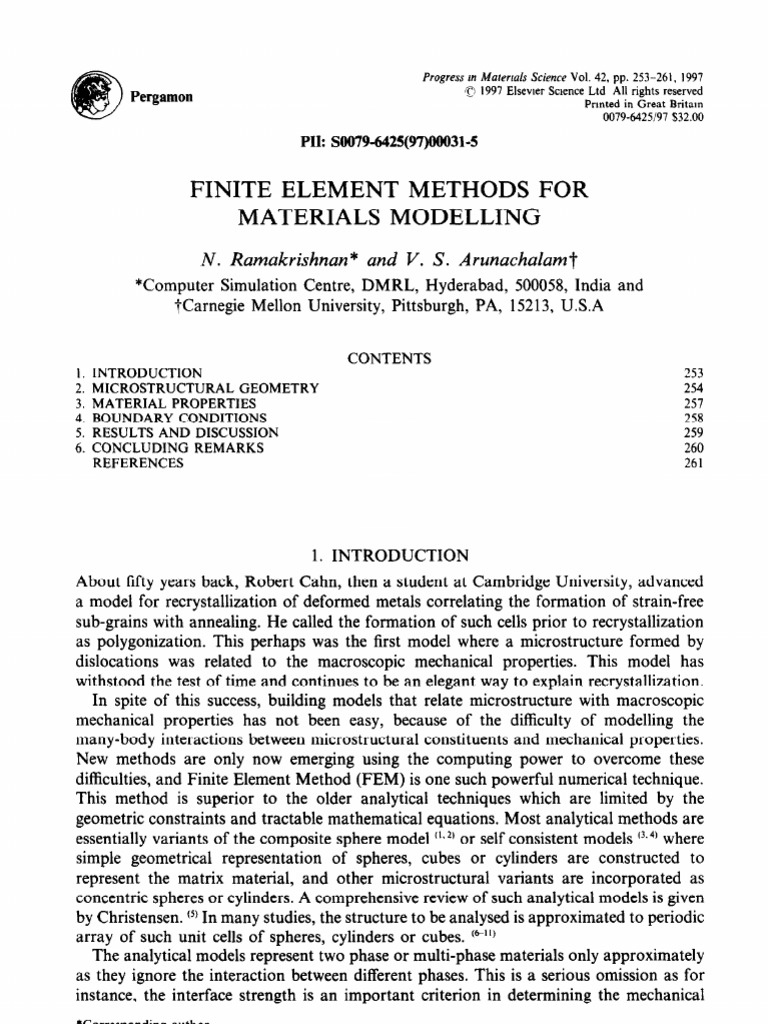 FEM Techniques in Materials Modeling | PDF | Deformation (Mechanics ...