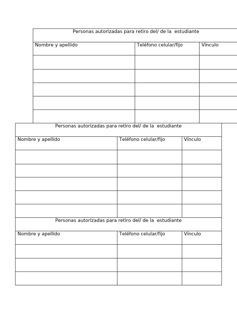 Personas Autorizadas Retiro de Estudiantes. (1) | PDF