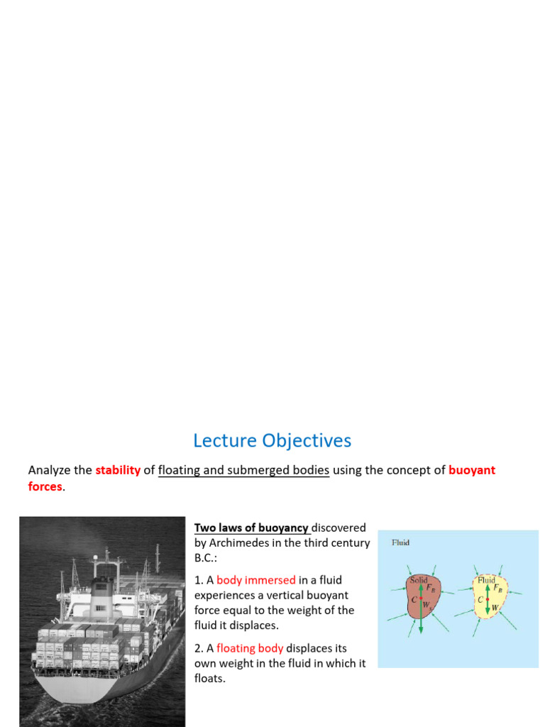 MECH 2202 - Lecture 10 - Buoyant Forces and Stability in Fluids (Jan 30 ...