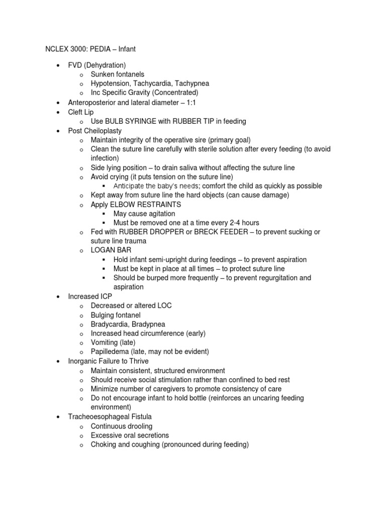 Nclex 3000 Pedia Infant | PDF | Infants | Diseases And Disorders