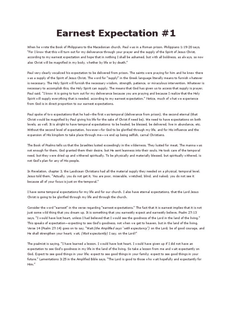 Earnest Expectation #1 | PDF | Joshua | Book Of Numbers