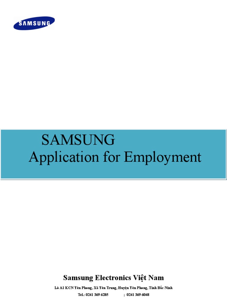 Samsung Job Application Form | PDF | Business