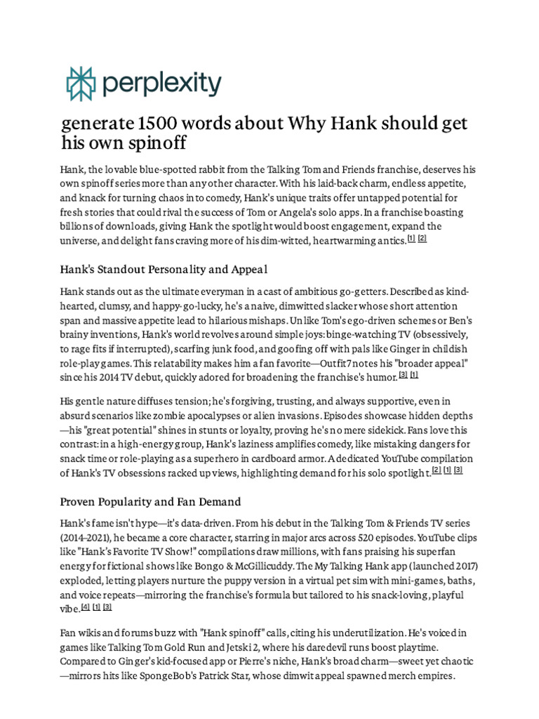 Generate 1500 Words About Why Hank Should Get His | PDF
