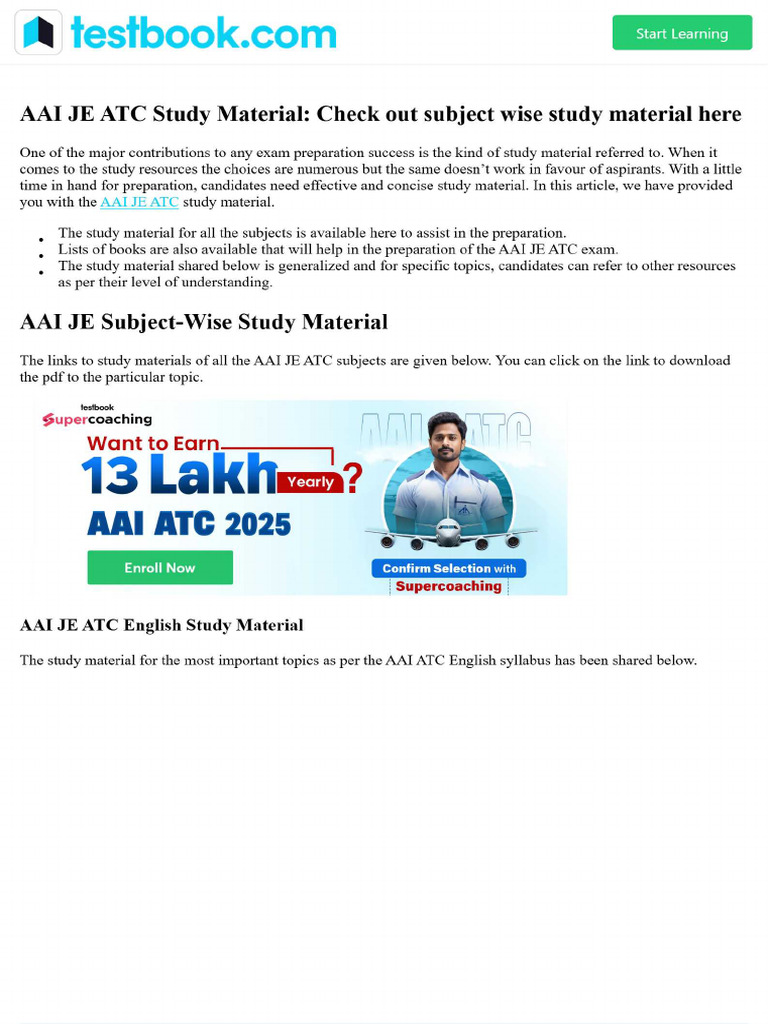 AAI JE ATC Study Material - Check Out Subject Wise Study Material Here ...