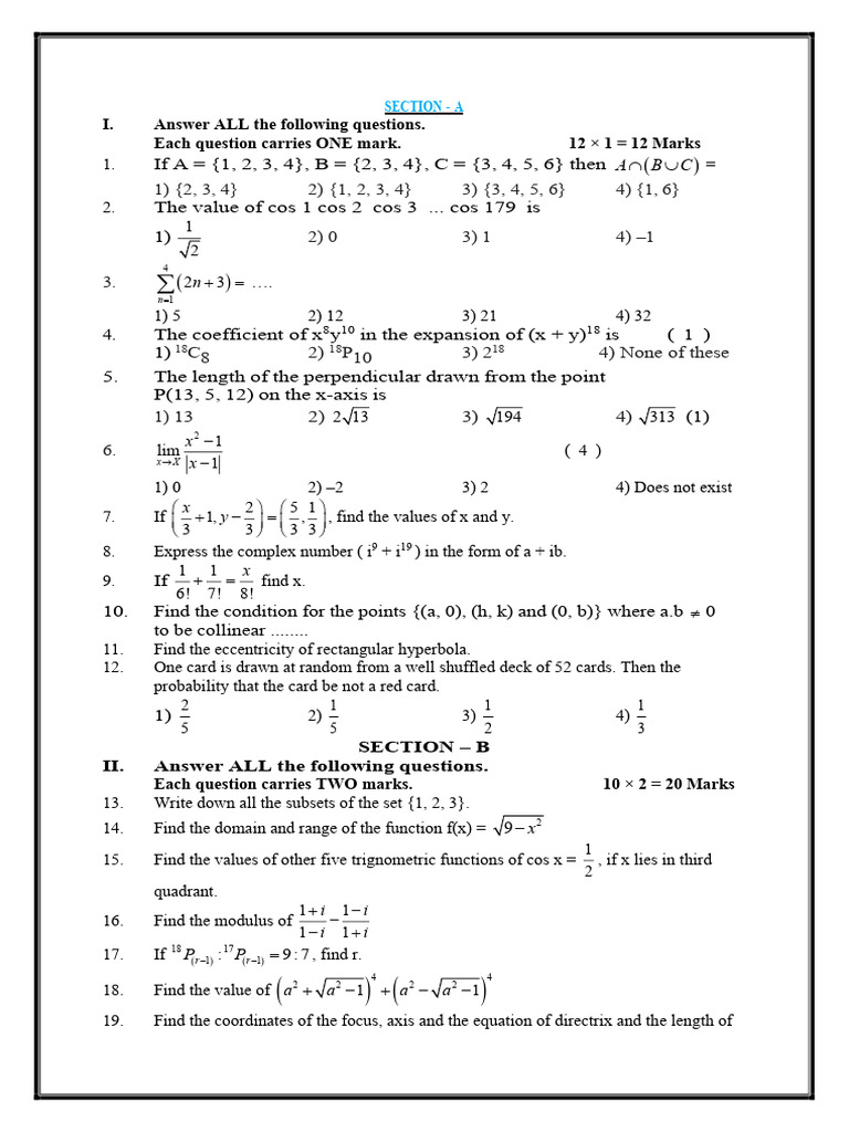 Junior Mpc Maths Model Papers 2025-2026 (1) | PDF | Geometry ...