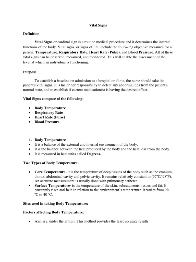 An In-Depth Explanation of Vital Signs: Definitions, Measurements, and ...