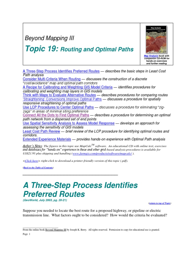 A Multi Step Process For Identifying Optimal Routes Using Least Cost Path Analysis In Gis Pdf