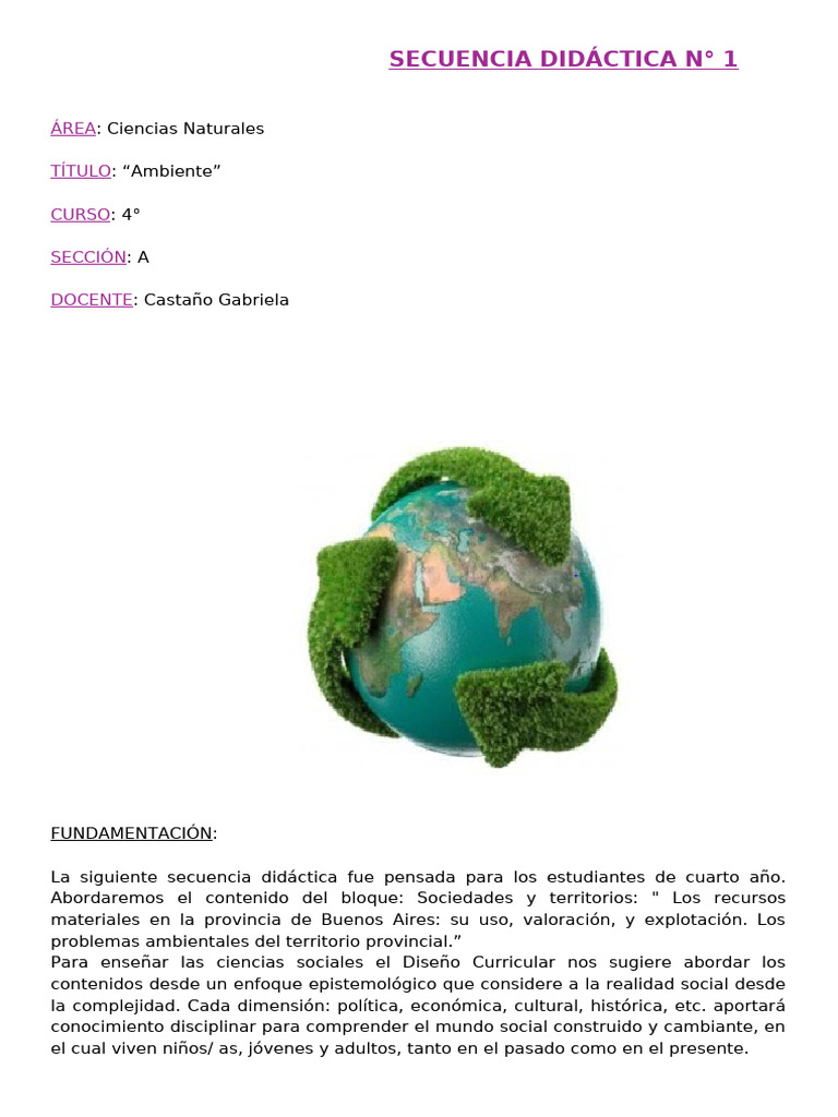Secuencia N°1 Cs. Sociales 4° | PDF | Entorno natural | Sociedad