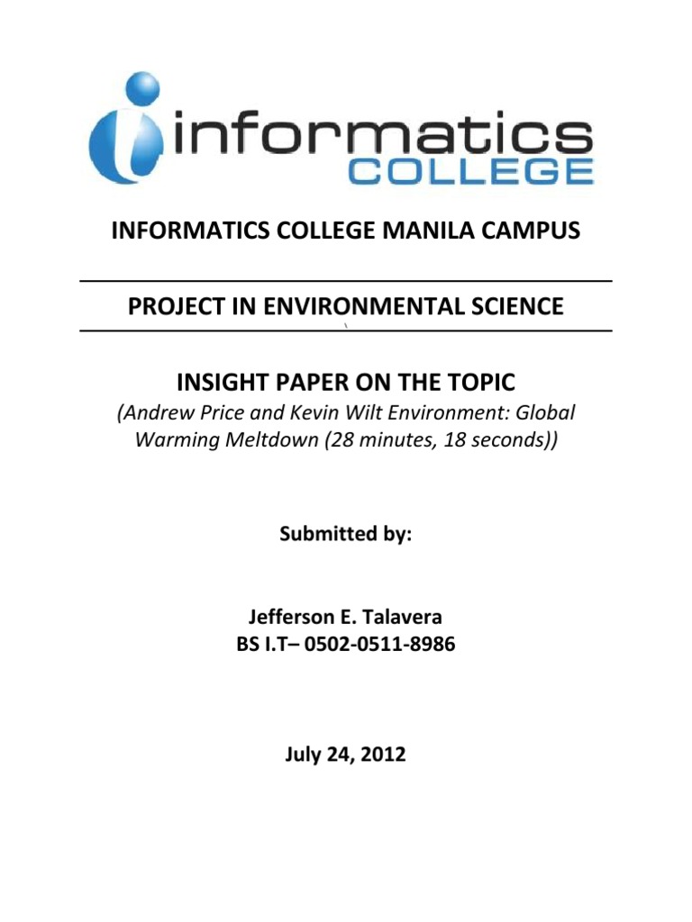 Insight Paper (Environmental Science) July 24, 2012 | PDF | Global ...