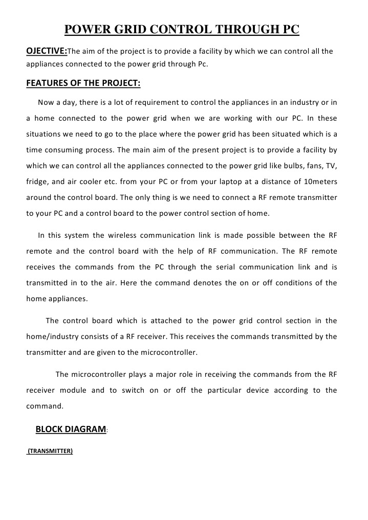 Power Grid Control Through PC | PDF