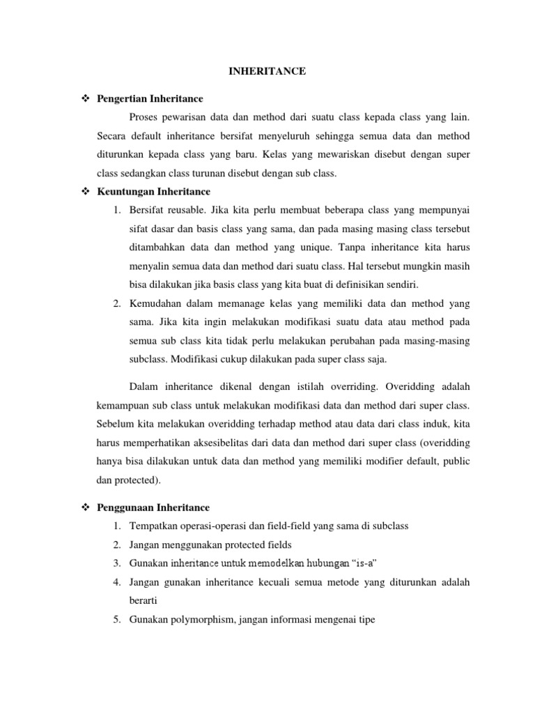 Pengertian dan Keuntungan Inheritance | PDF