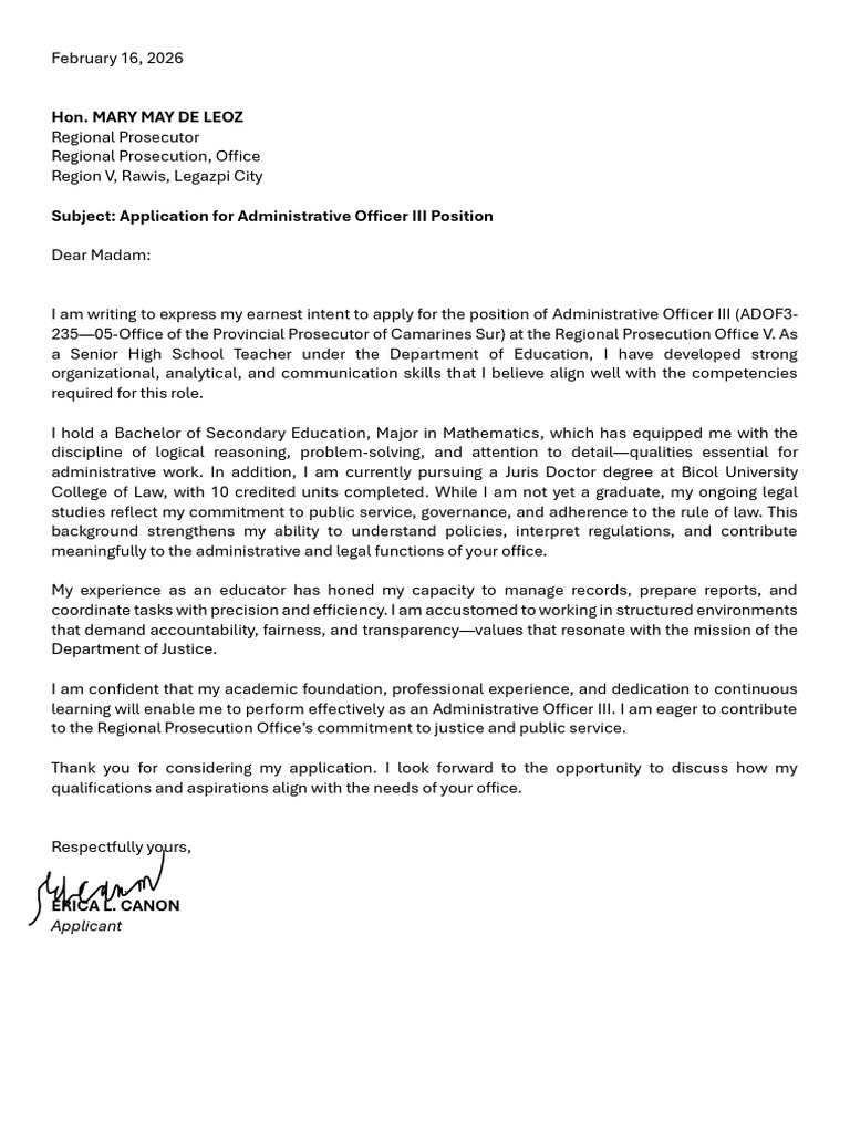 Canon, Erica L.-application Letter (ADOF3-235-05) | PDF