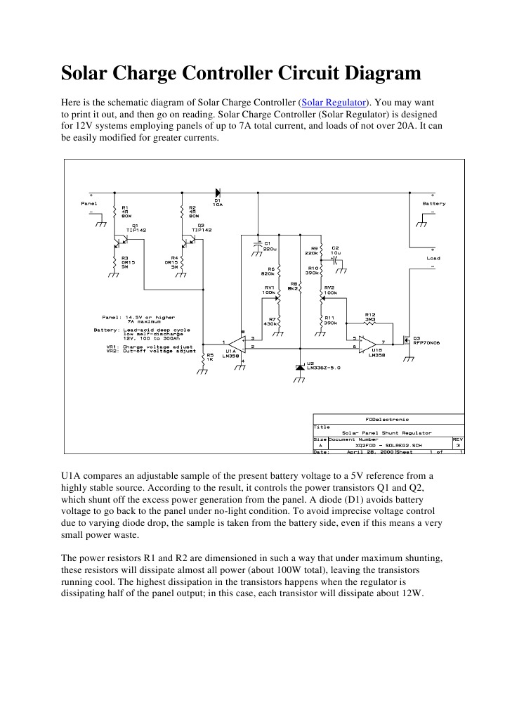 Solar Charge Controller Circuit Diagram | PDF