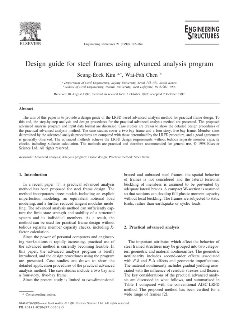 Design Guide For Steel Frames Using Advanced Analysis Program | PDF ...