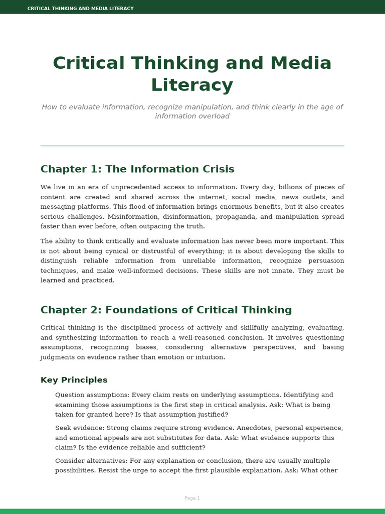 08 Critical Thinking Media Literacy | PDF | Critical Thinking | Thought