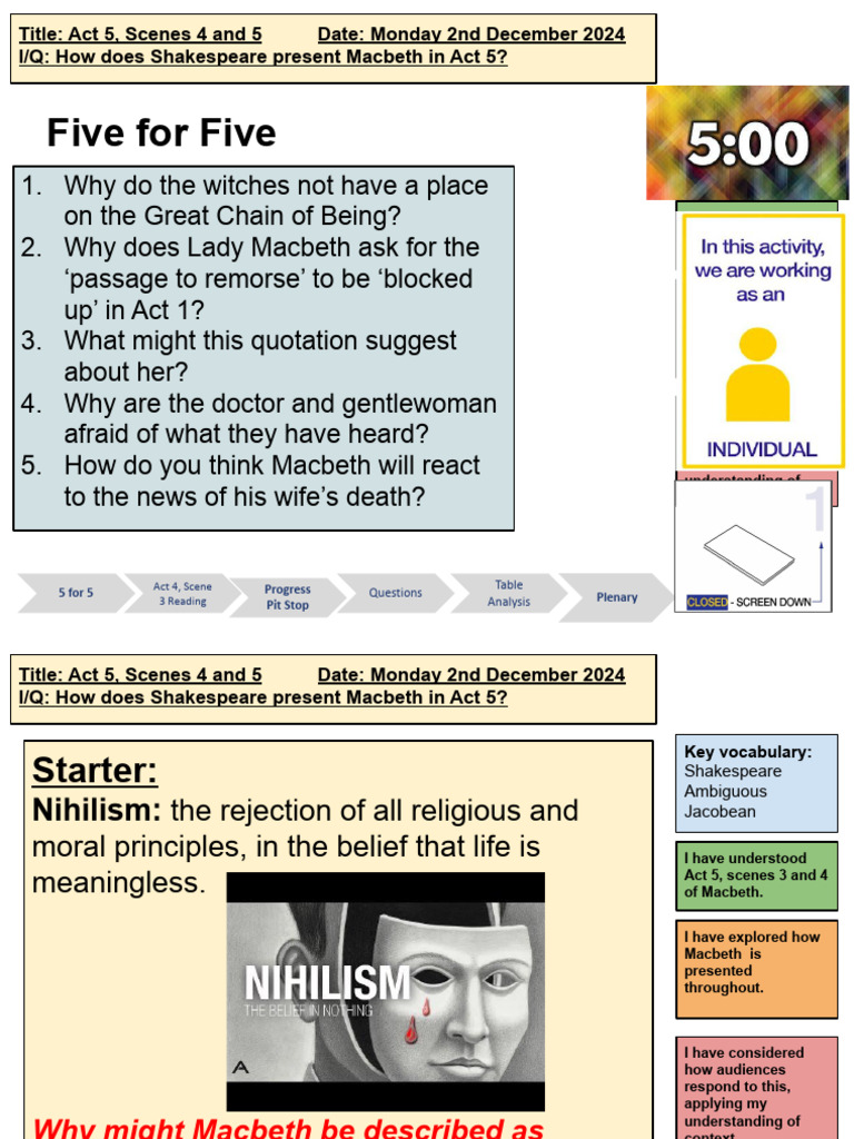 Edited - Macbeth Act 5 Scenes 4 and 5 | PDF | Macbeth | Nihilism