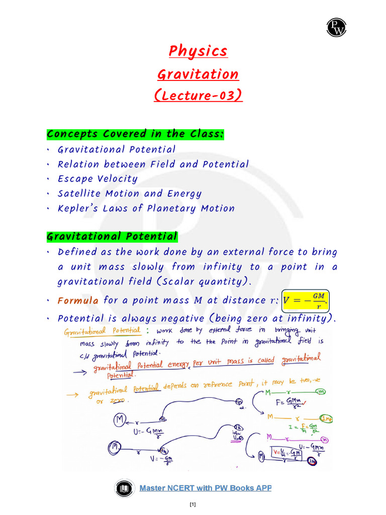 Gravitation 03 Summary Notes | PDF