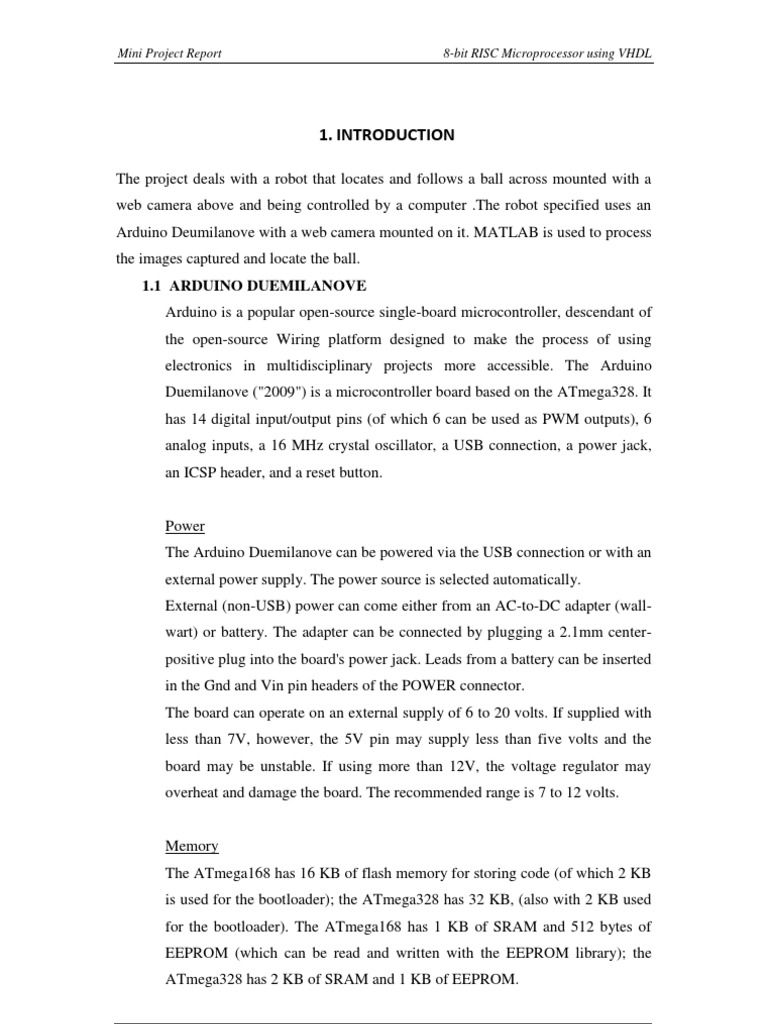 1.1 Arduino Duemilanove: Mini Project Report 8-Bit RISC Microprocessor Using VHDL | PDF | Matlab ...