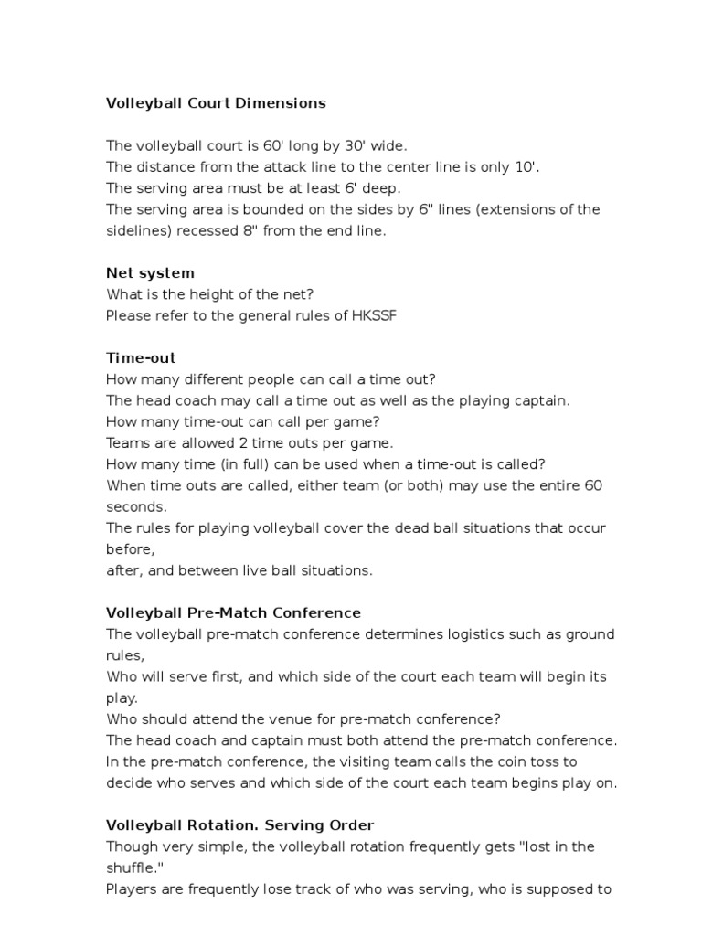 Simplified Volleyball Rules | PDF | Volleyball | Recreation