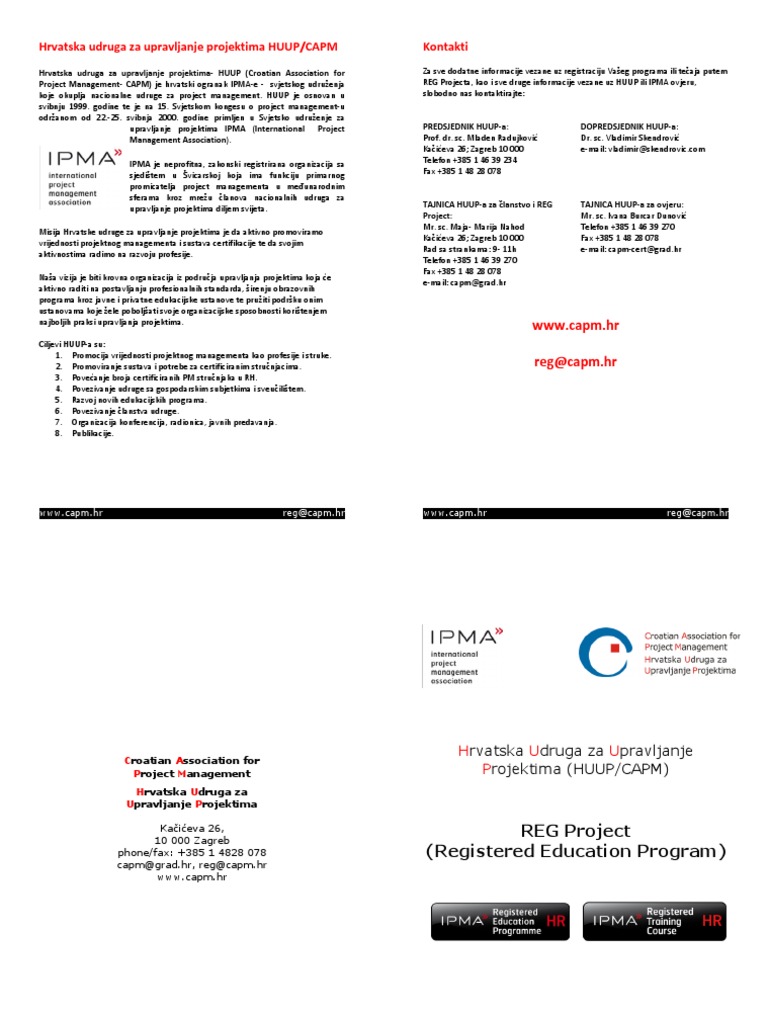 IPMA Registration in Croatia Brošura | PDF