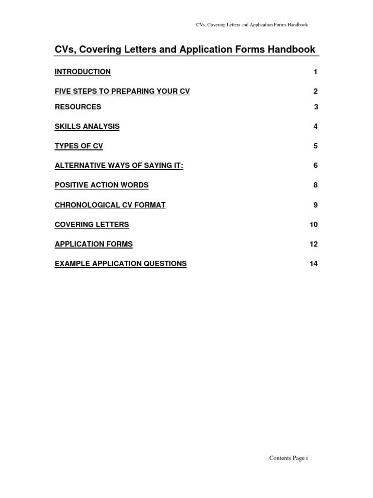 CVS, Covering Letters and Application Forms Handbook | Download Free ...