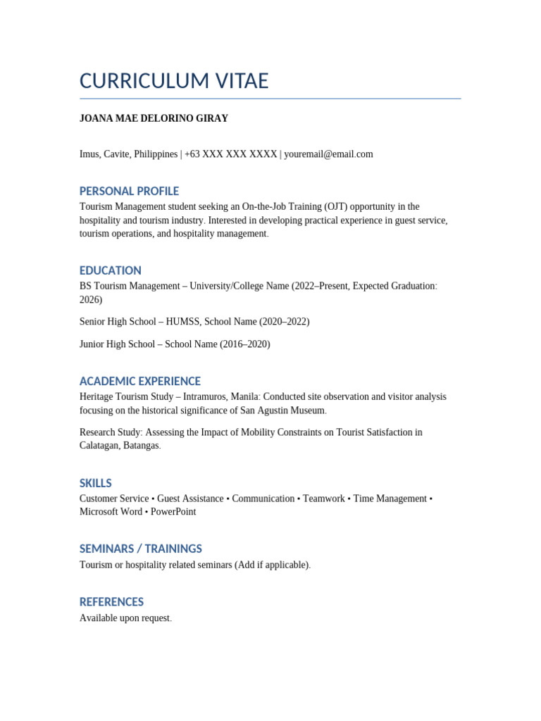 One Page Oxford CV Template | PDF