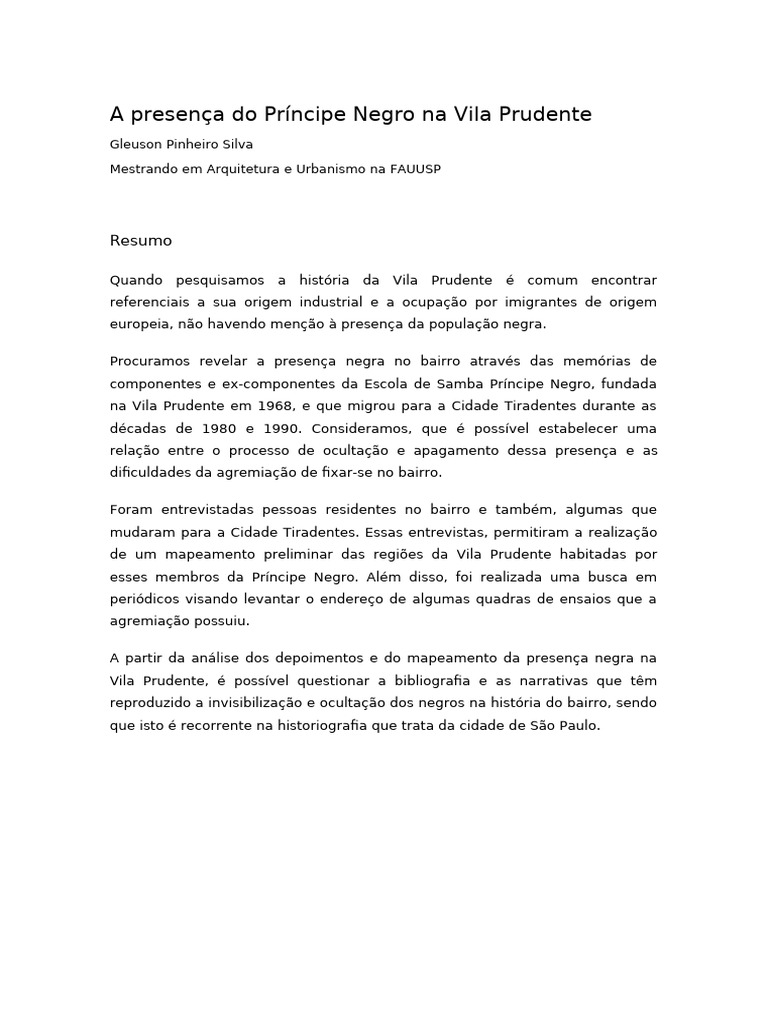 EntreAtlanticos - Principe Negro Na V Prudente - Gleuson Pinheiro ...