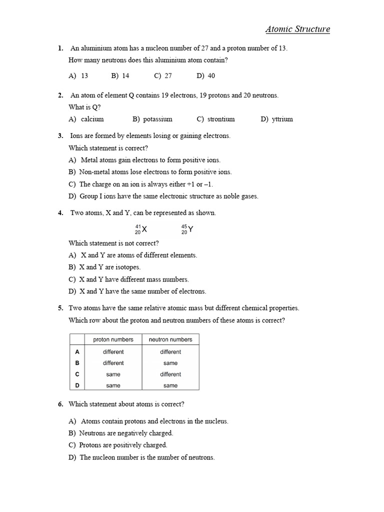 Atomic Structure Bonding and Periodic Table | PDF | Chemical Compounds ...