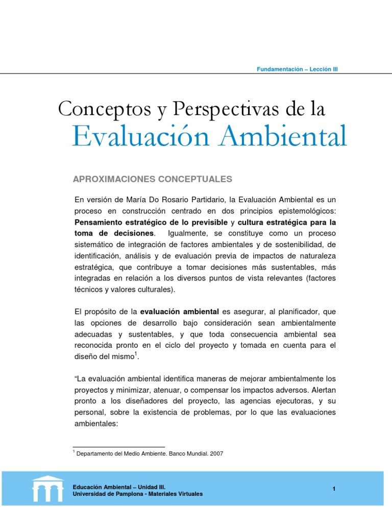 3.conceptos y Perspectivas de La Evaluación Ambiental | PDF ...