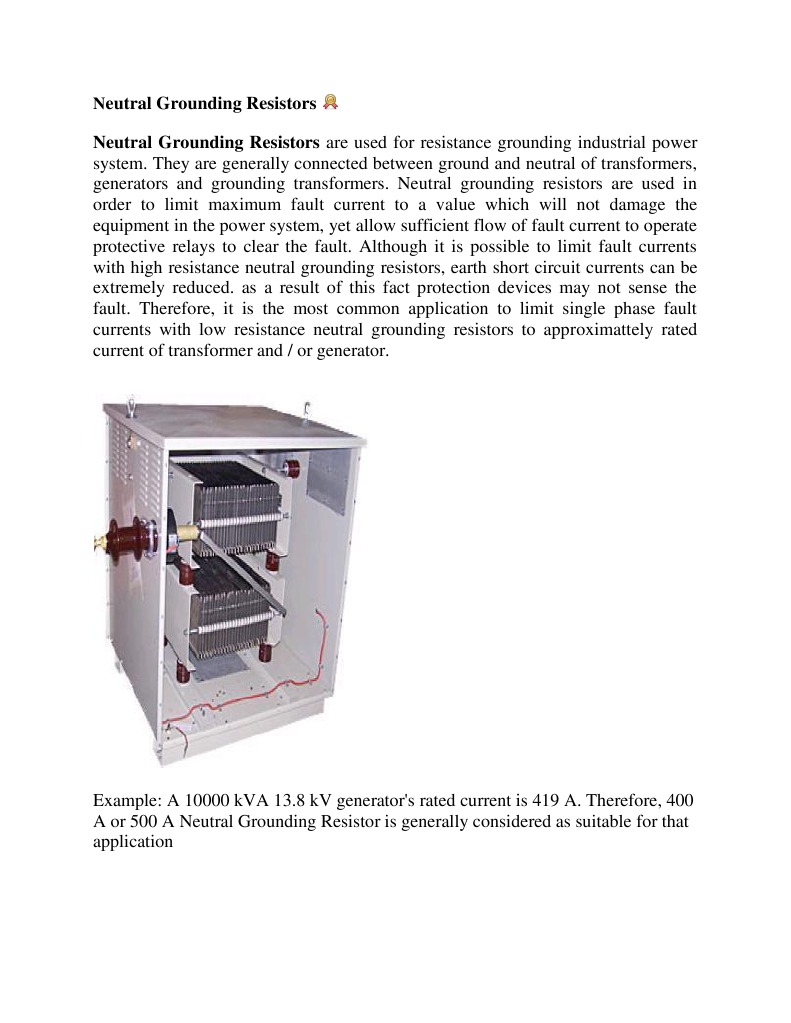 Neutral Grounding Resistors | PDF