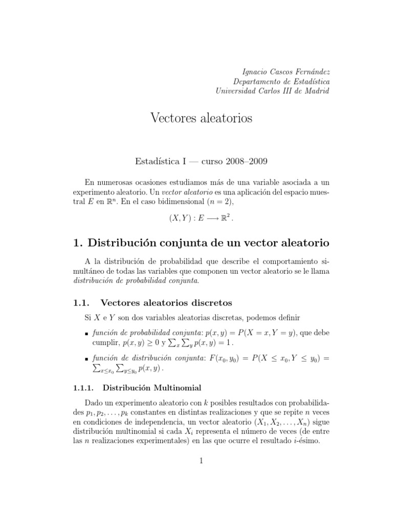 Distribuciones de Vectores Aleatorios | PDF