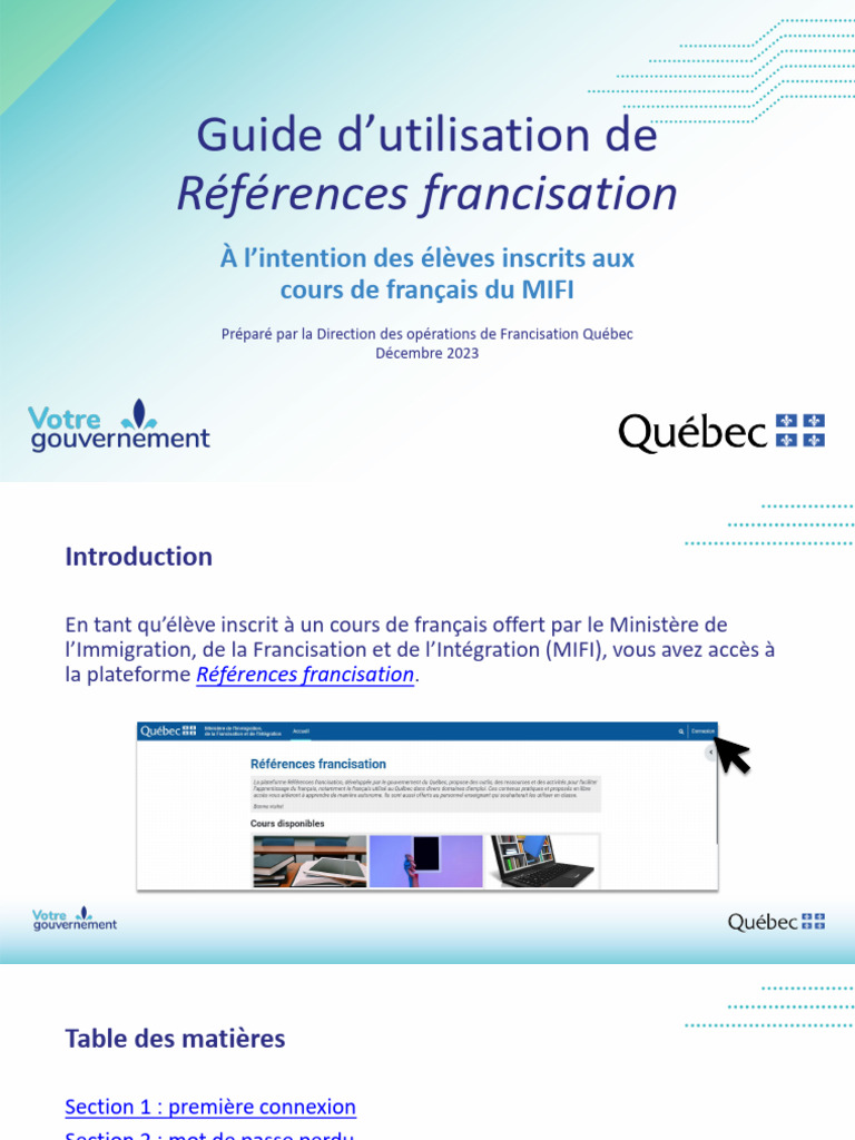 Guide D'utilisation de Références Francisation - Eleves | PDF ...