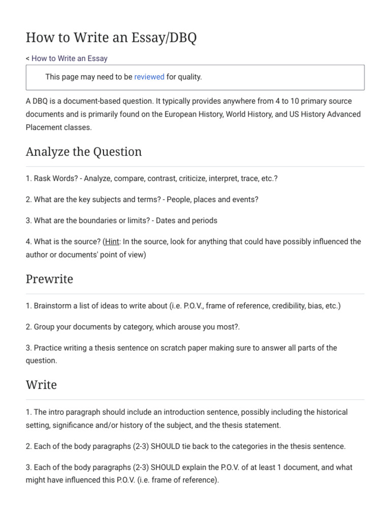 How to Write an Essay_DBQ - Wikibooks, Open Books for an Open World | PDF