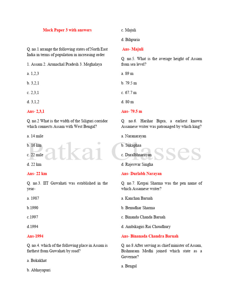 Mock Paper With Answers | PDF | Cataract | Eye