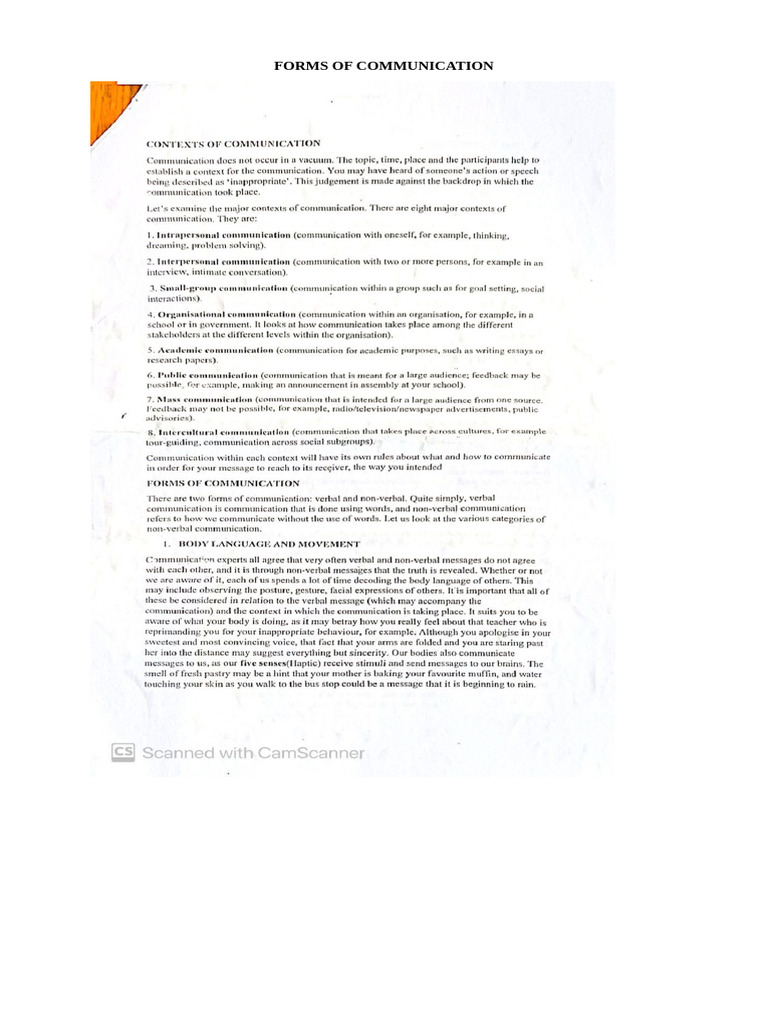 Forms of Communication Handout | PDF